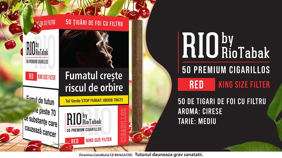 Tigari de foi RIO Red Filter cirese 50 | TuburiAparate.ro