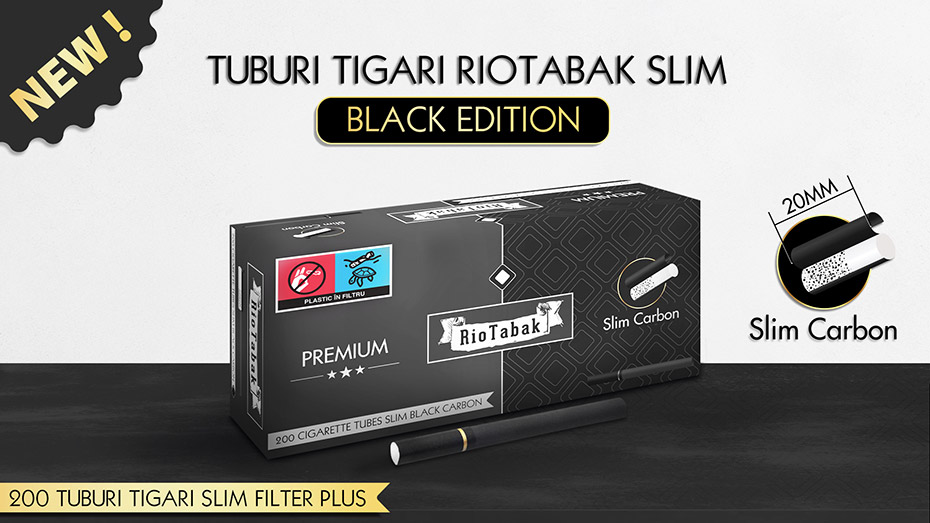 Tuburi Tigari RioTabak Slim Carbon Black 200 Filter Plus